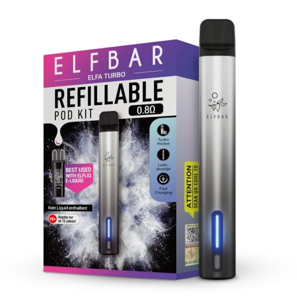Elfbar ELFA TURBO Basisgerät Refillable POD-KIT in Auroraschwarz, 11,90